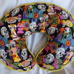 Red Boppy Pillow Cover With Black And Grey Skulls Nursing Pillow Cover ...