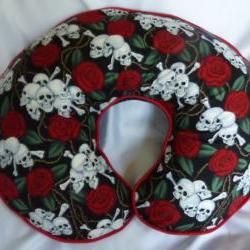 Red Boppy Pillow Cover With Black And Grey Skulls Nursing Pillow Cover ...
